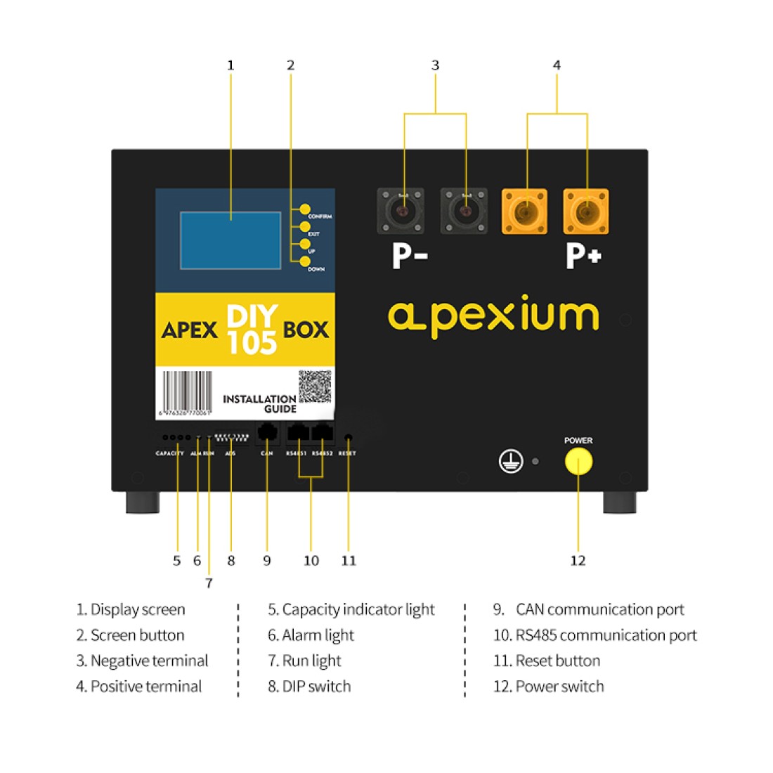 Apexium 105 PRO Metal Box with 48V 200A BMS & LCD DIY Kit